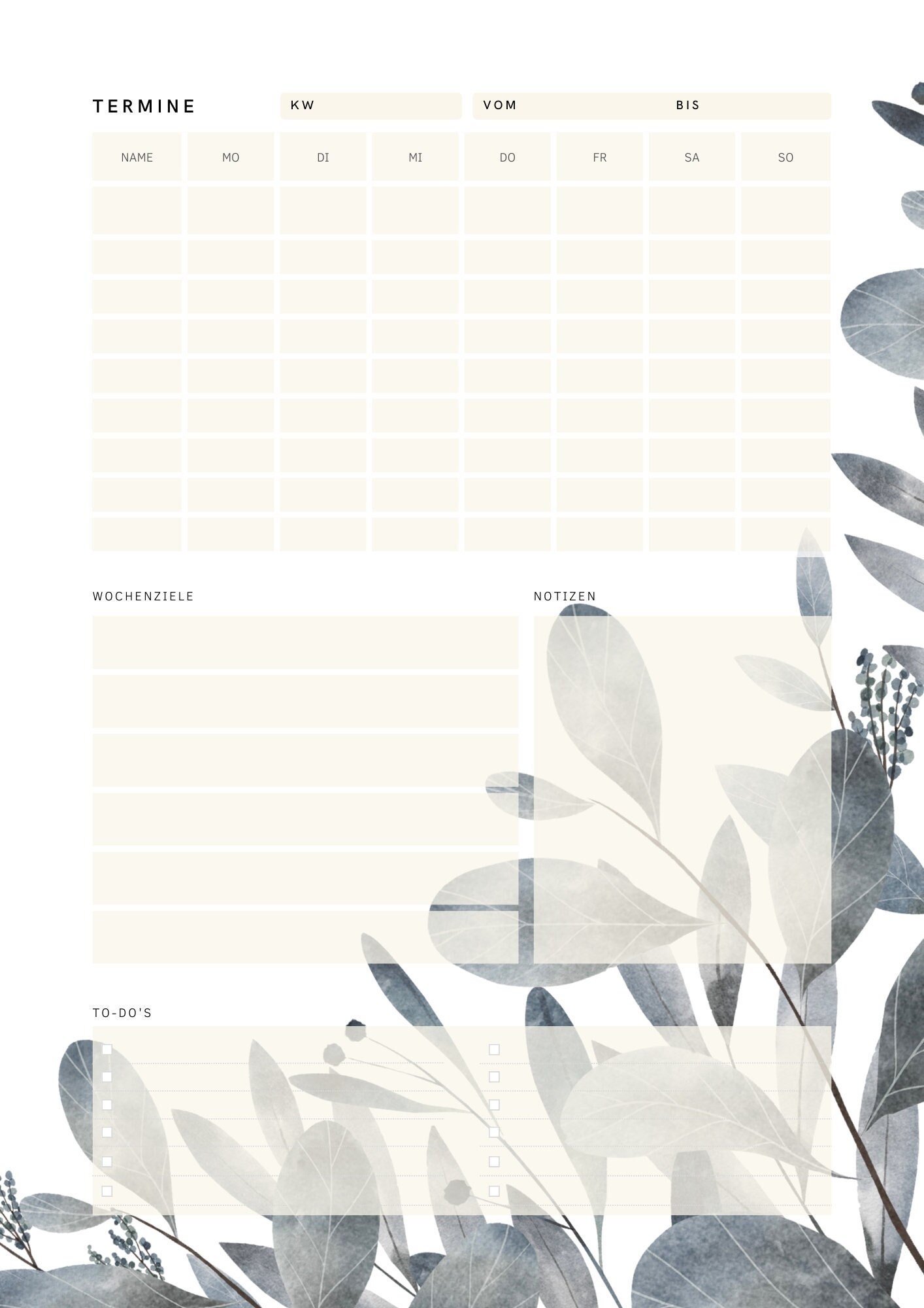 Weekly Calendar A4 - Etsy