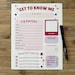 Girl Scouts Gift Exchange Survey About Me Quiz Printable PDF - Etsy