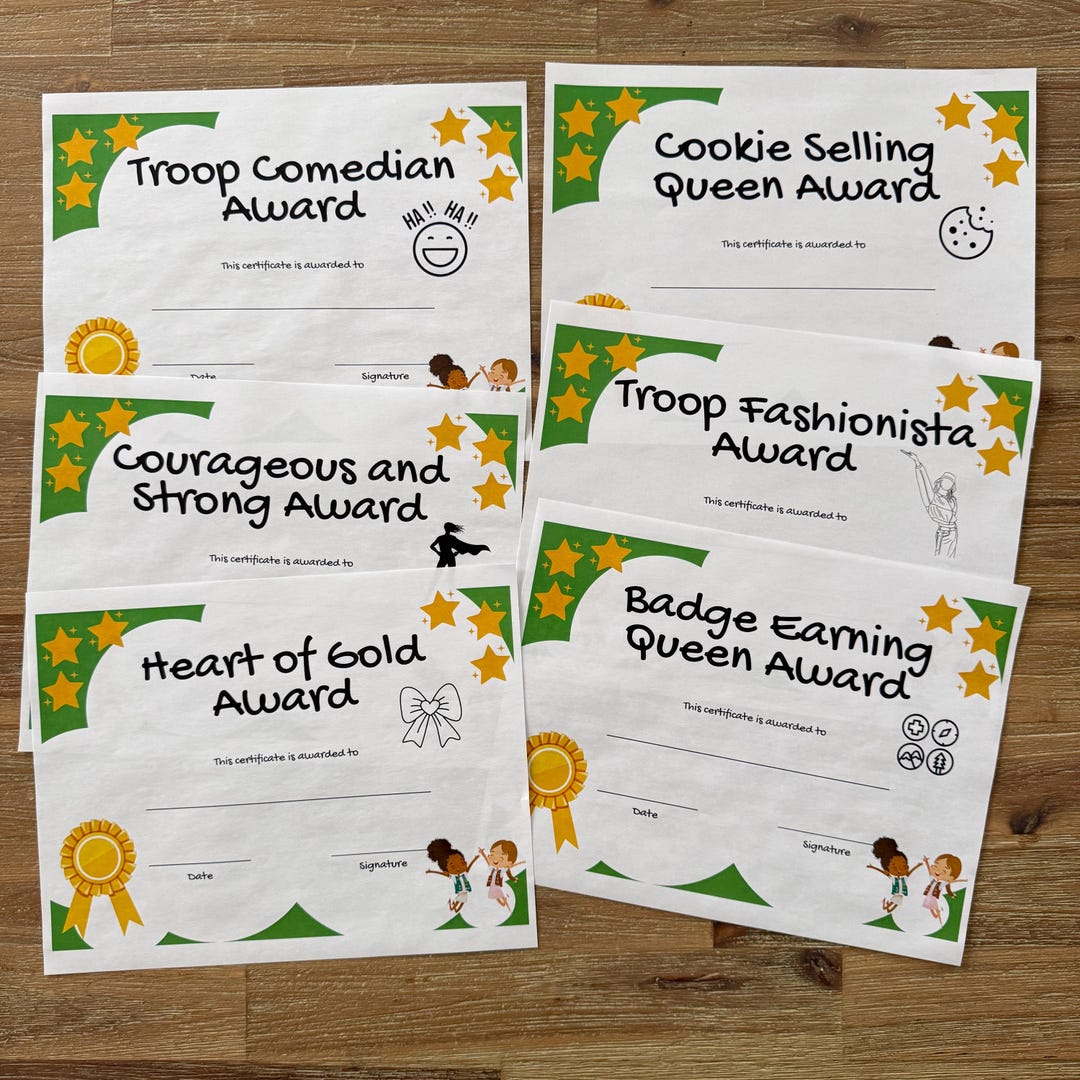 Girl Scouts End of Year Award Certificates Printable PDF - Etsy