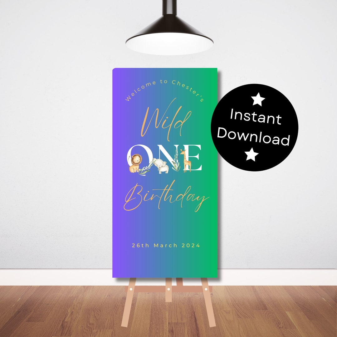 Wild One Green Birthday Welcome Sign or Banner Boys Girls - Etsy