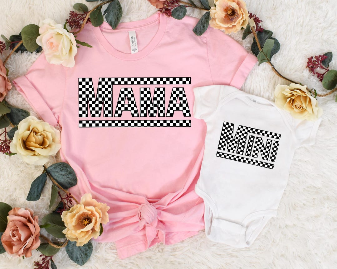 Checker Pattern Mama Shirt, Checker Mama T-shirt, Checker Mini Crewneck ...