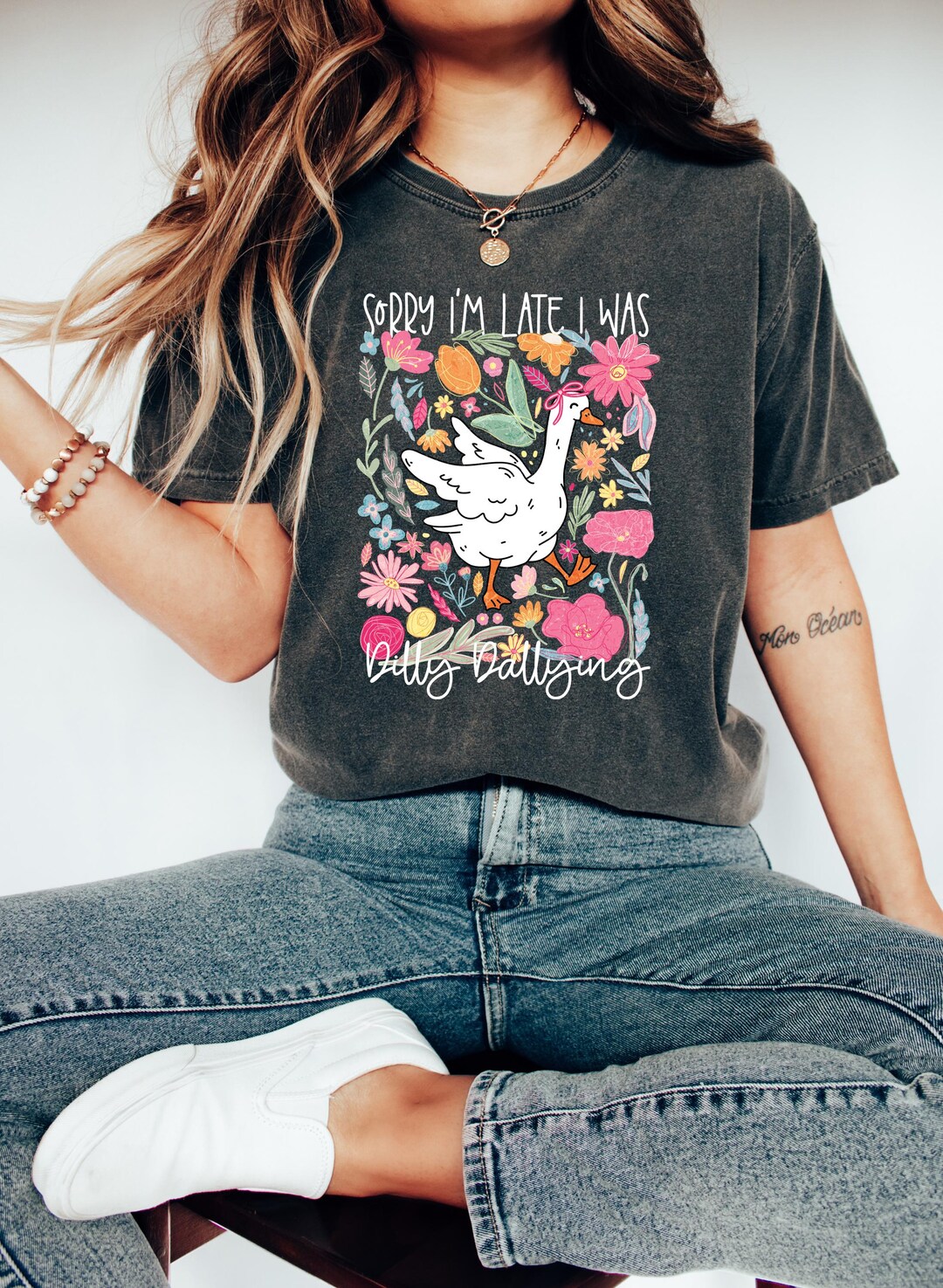 Funny Silly Goose Shirt, "sorry I'm Late I Was Dilly Dallying" T-shirt ...