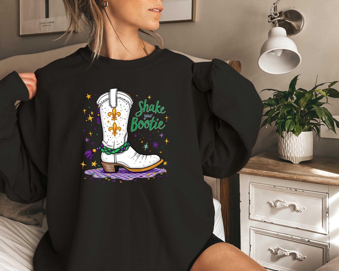 Shake Your Bootie Shirt, Mardi Gras Boots Shirt, Mardi Gras Sweatshirt ...