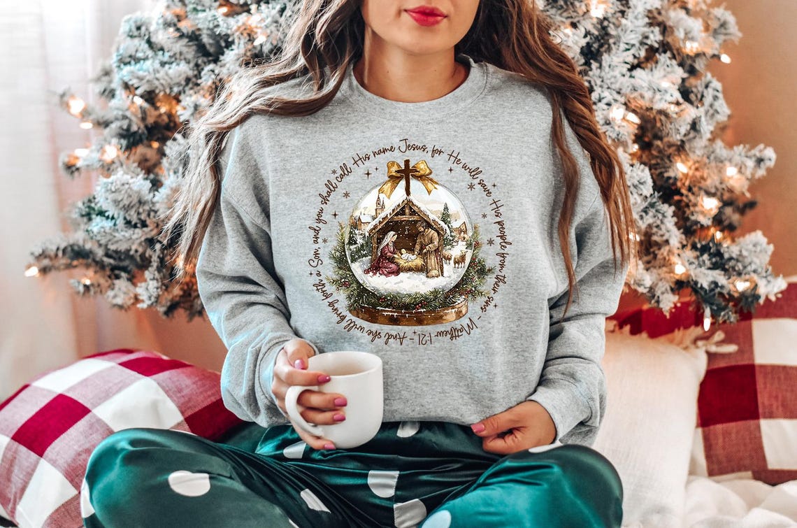 Christian Christmas Sweatshirt, Nativity Scene Sweater, Christmas ...