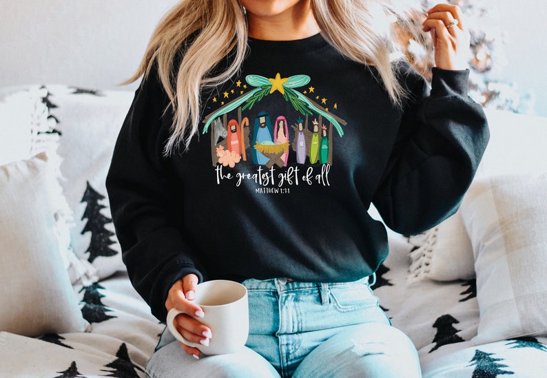 Christian Christmas Sweatshirt, Nativity Scene Sweater, Christmas ...