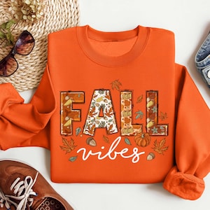 Fall Vibes Sweatshirt, Pumpkin Season Sweater, Thanksgiving Tshirt ...