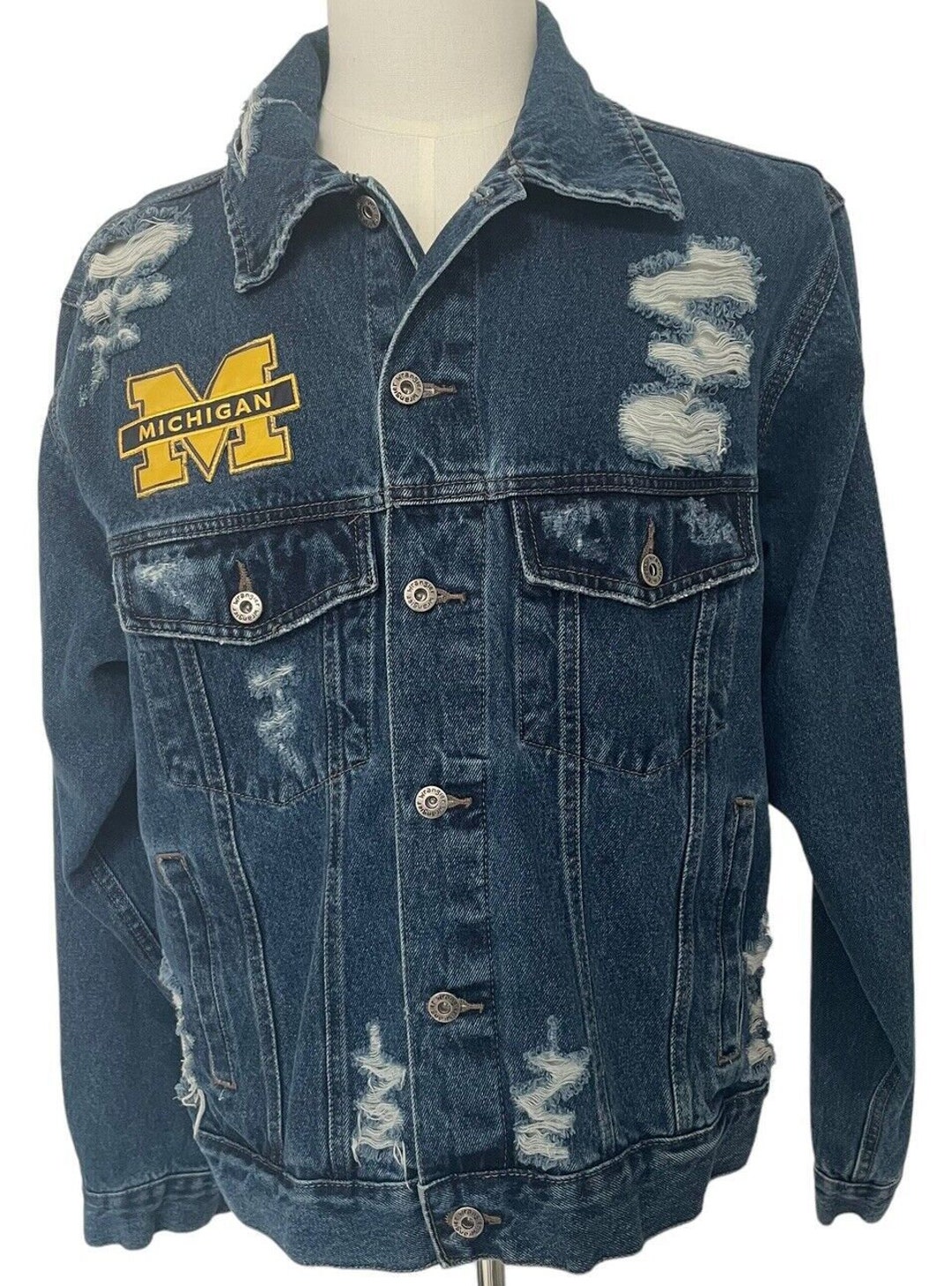 University of Michigan Wolverines Denim Jacket (large) - Etsy