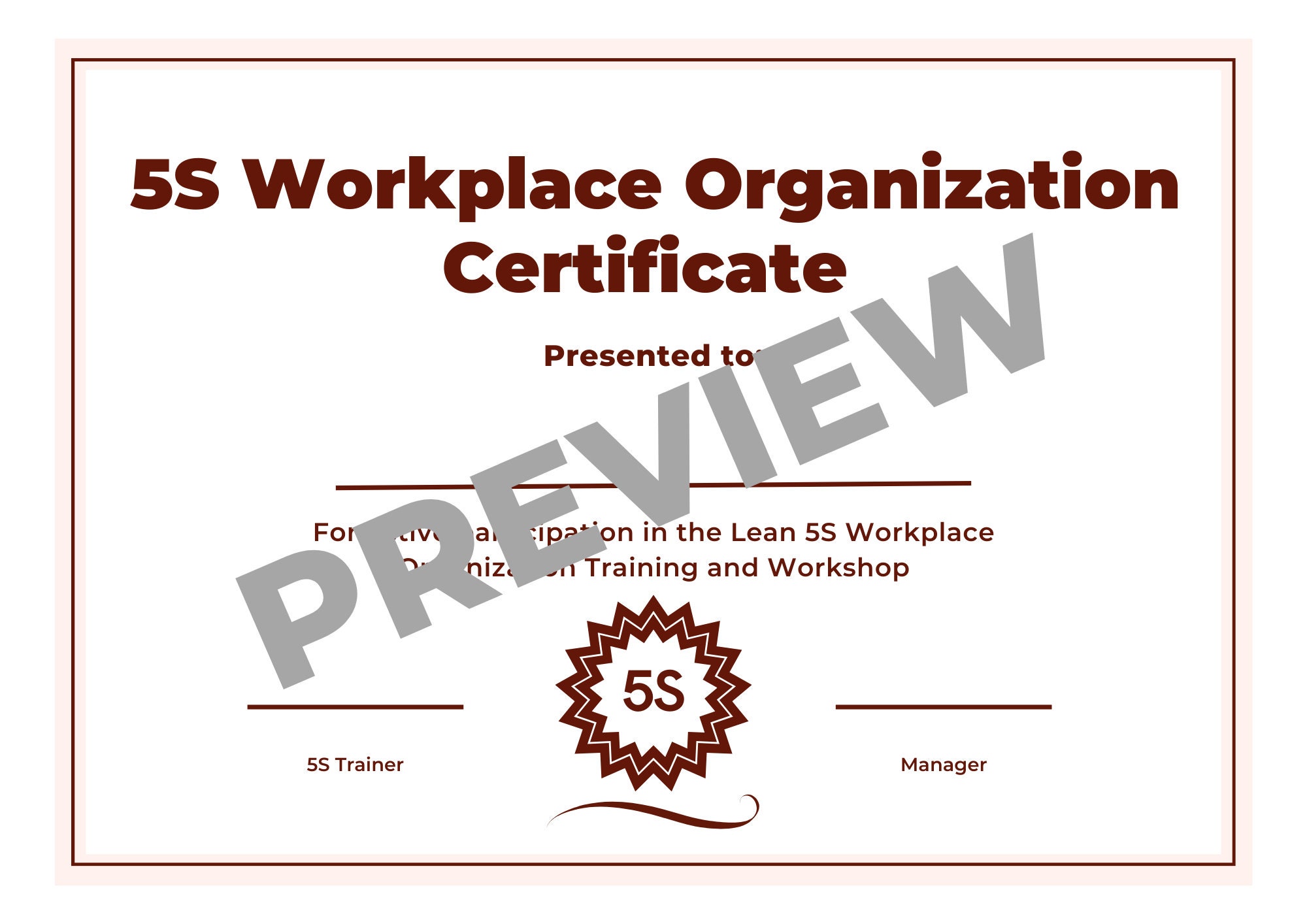 5S Workplace Organization Training and Workshop Certificate / - Etsy