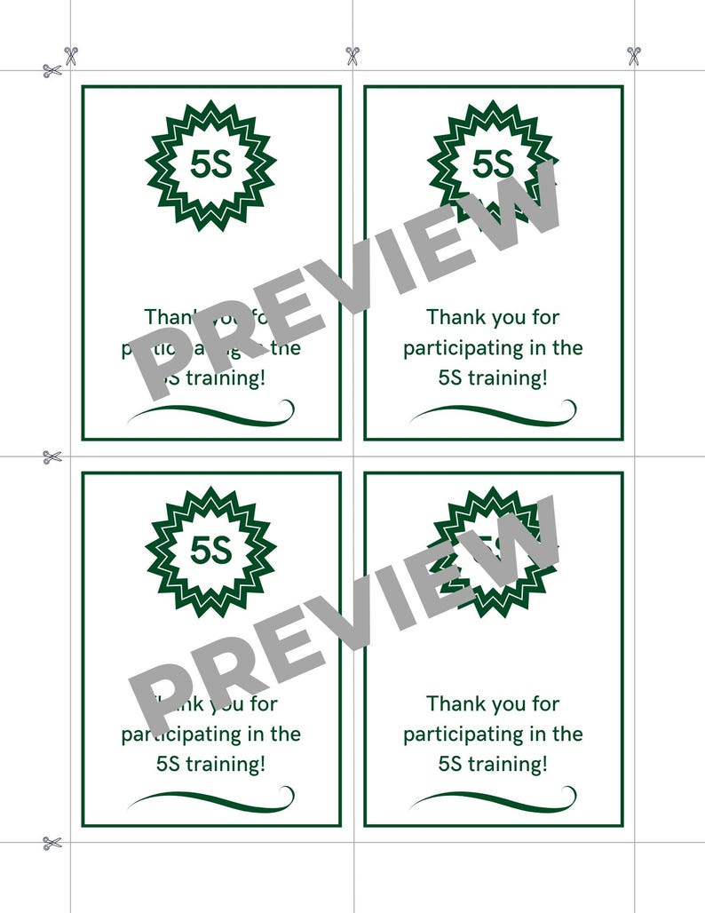 5S Workplace Organization Thank You Notes / DIGITAL DOWNLOAD / Lean Six ...