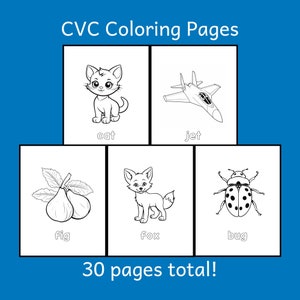 30 CVC Coloring Pages, Printable - Etsy