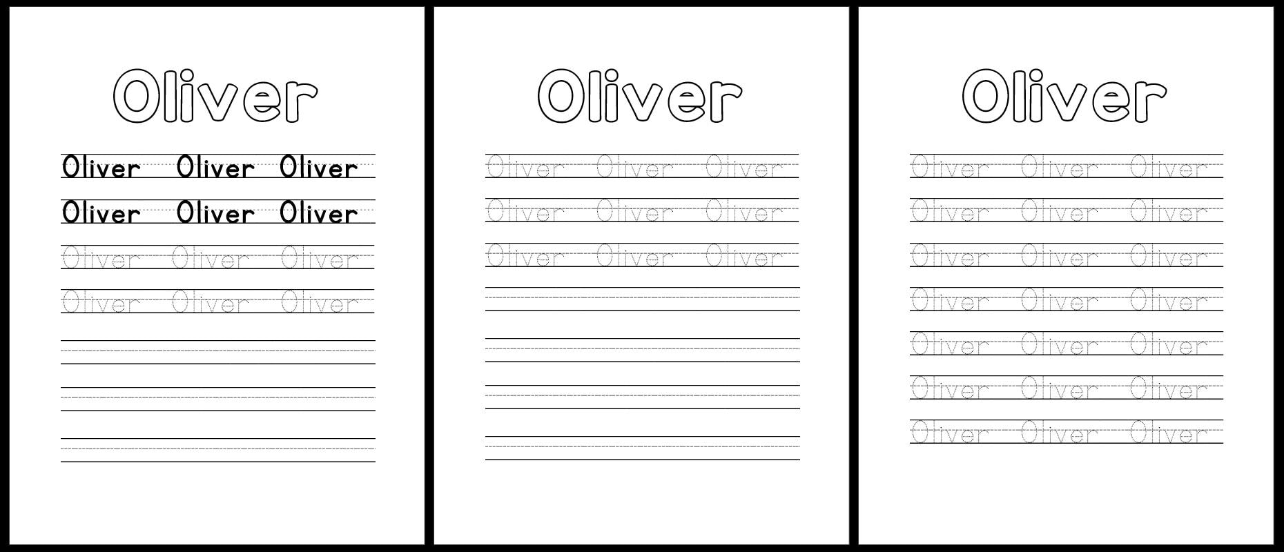 3 Oliver Name Tracing Sheets for Handwriting Practice, Printable - Etsy
