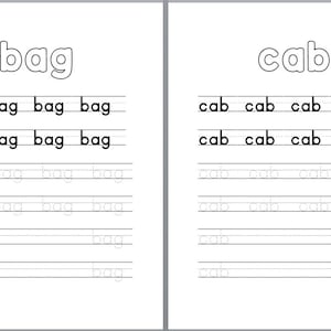 50 CVC Word Tracing Worksheets for Handwriting Practice, Printable - Etsy