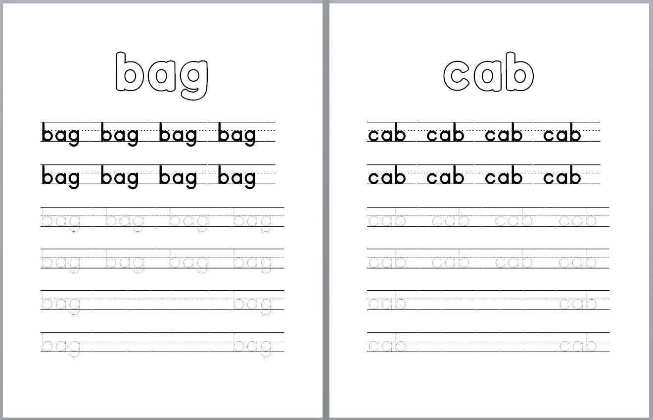 50 CVC Word Tracing Worksheets for Handwriting Practice, Printable - Etsy
