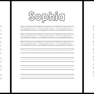3 Sophia Name Tracing Sheets for Handwriting Practice, Printable - Etsy