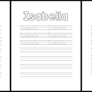 3 Isabella Name Tracing Sheets for Handwriting Practice, Printable - Etsy