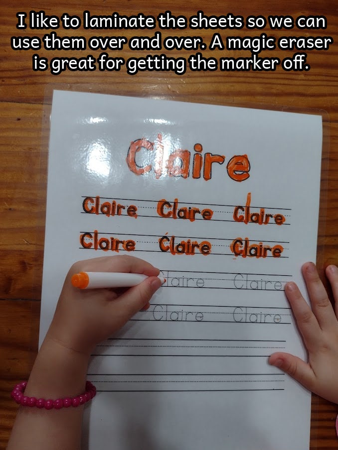 3 Personalized Name Tracing Sheets for Handwriting Practice, Printable ...