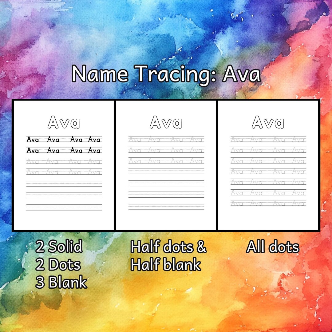 3 Ava Name Tracing Sheets for Handwriting Practice, Printable - Etsy