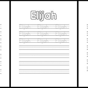 3 Elijah Name Tracing Sheets for Handwriting Practice, Printable - Etsy