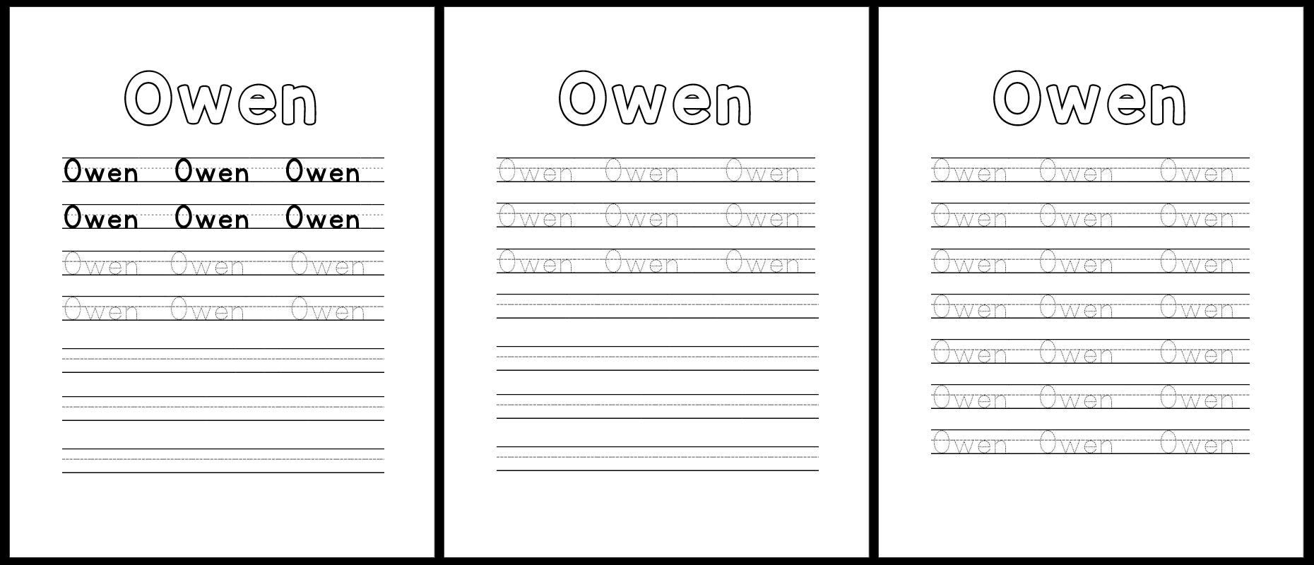 3 Owen Name Tracing Sheets for Handwriting Practice, Printable - Etsy