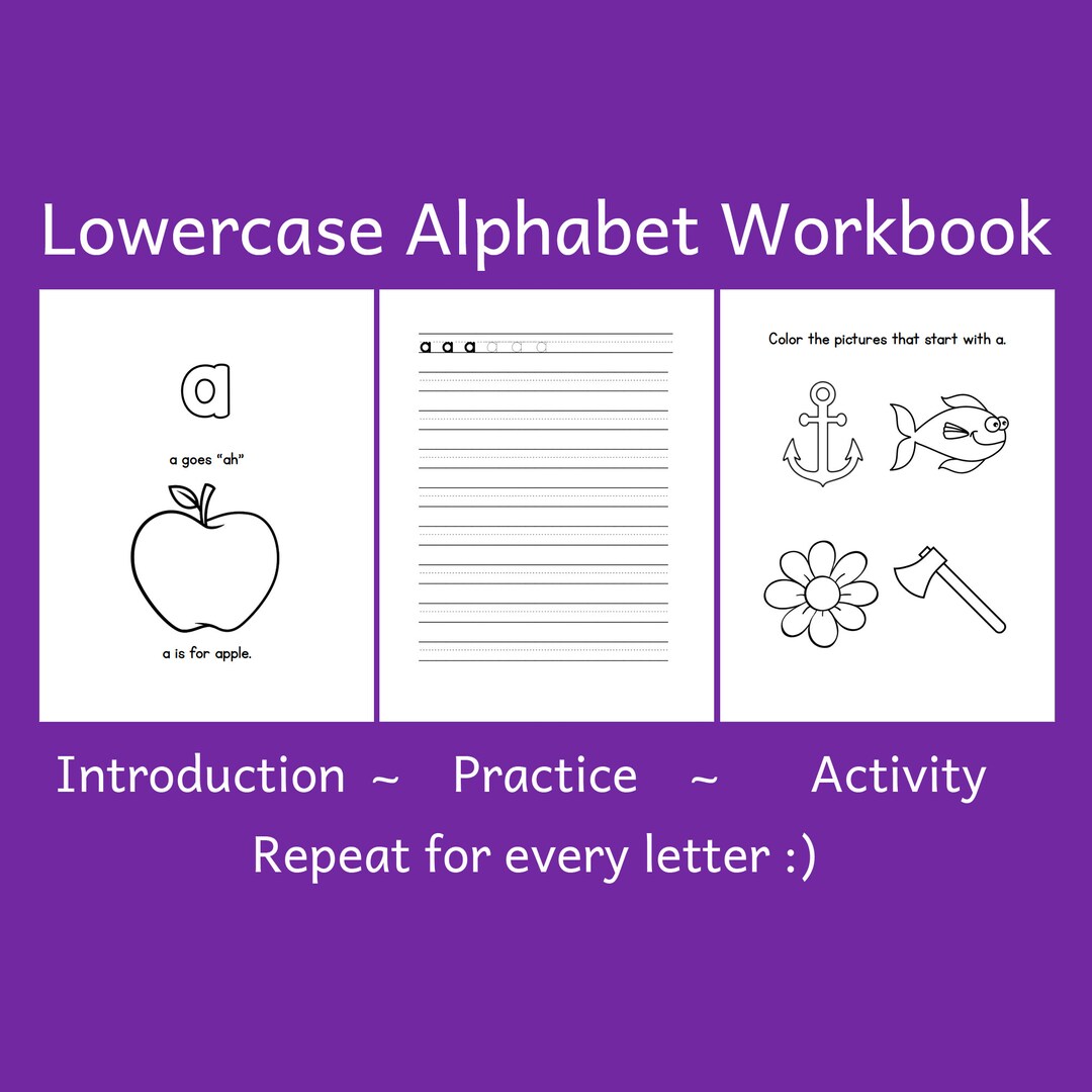 78 Lowercase Alphabet Worksheets, Alphabet Activity Workbook, Printable ...