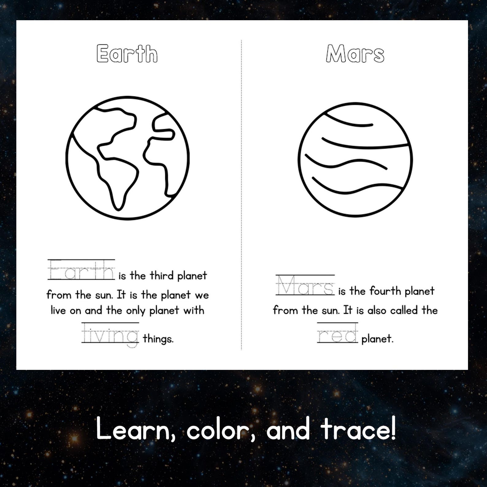Solar System Printable Book and Craft, Solar System Planets on a String ...
