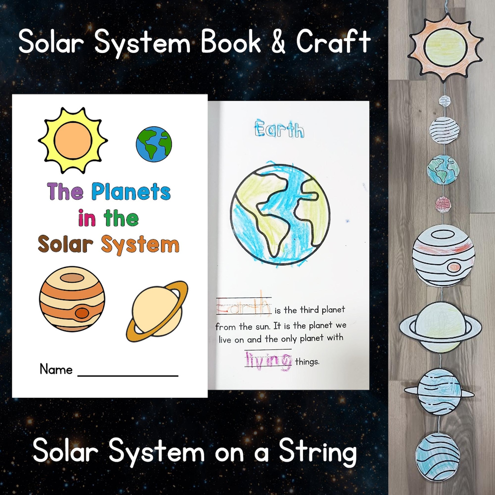 Solar System Printable Book and Craft, Solar System Planets on a String ...