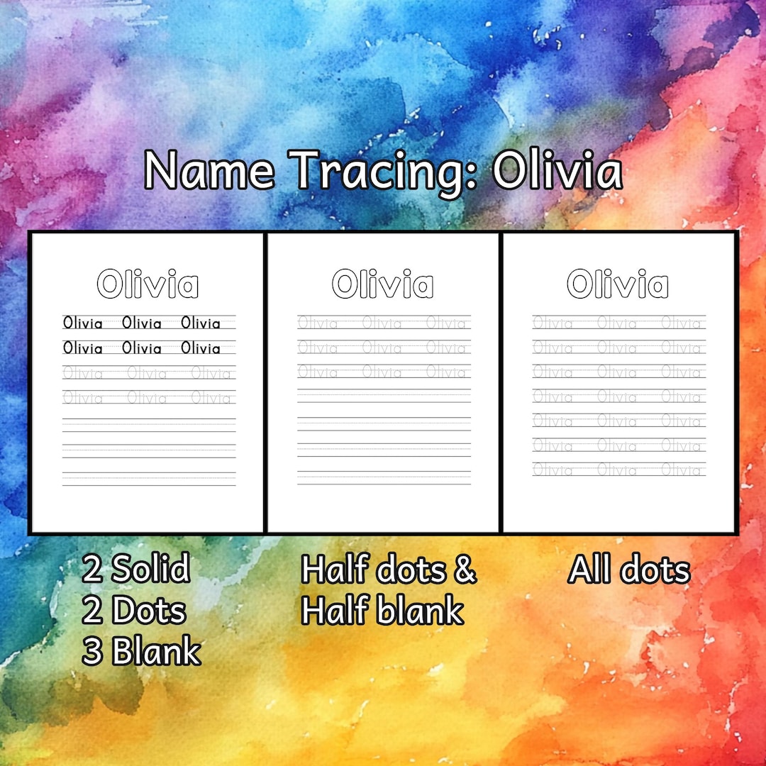 3 Olivia Name Tracing Sheets for Handwriting Practice, Printable - Etsy