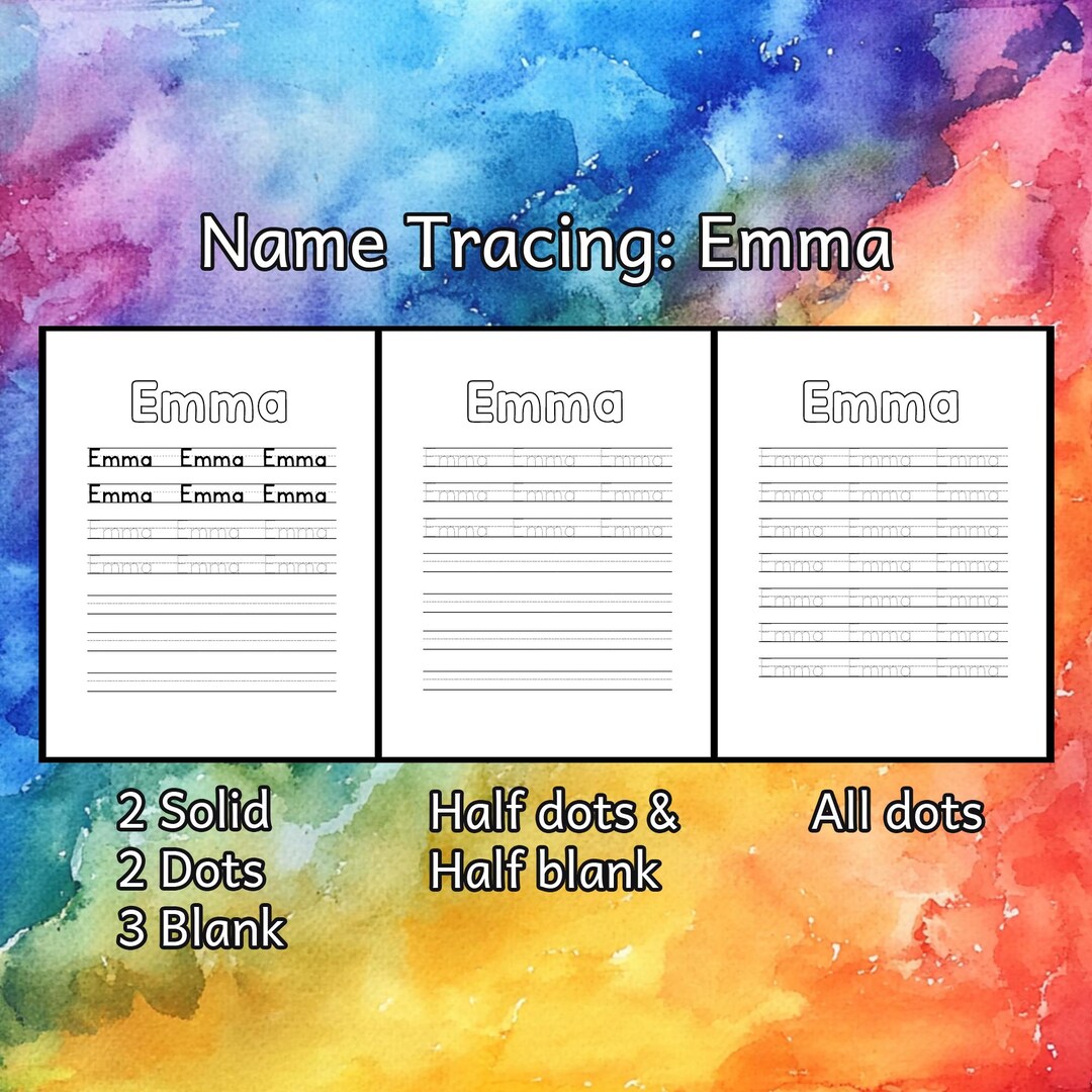 3 Emma Name Tracing Sheets for Handwriting Practice, Printable - Etsy