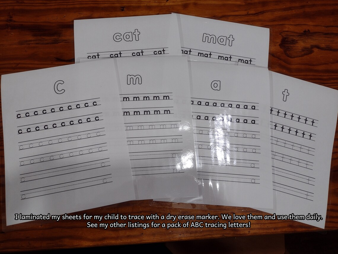 50 CVC Word Tracing Worksheets for Handwriting Practice, Printable - Etsy