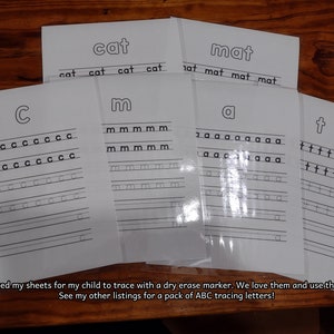 50 CVC Word Tracing Worksheets for Handwriting Practice, Printable - Etsy