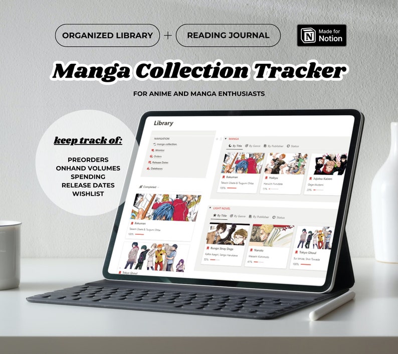 Manga Collection Tracker Notion Template, Notion Dashboard for Anime ...