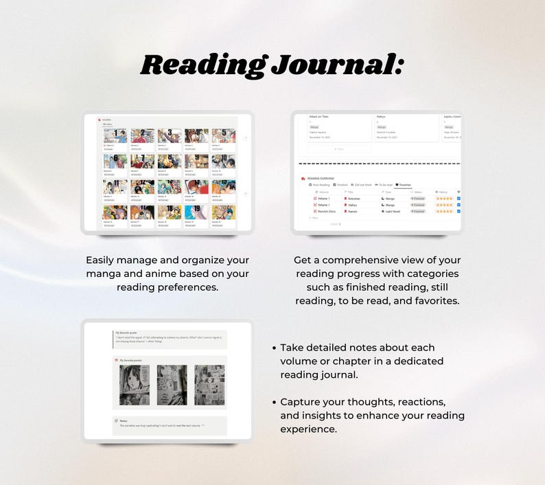Manga Collection Tracker Notion Template, Notion Dashboard for Anime ...