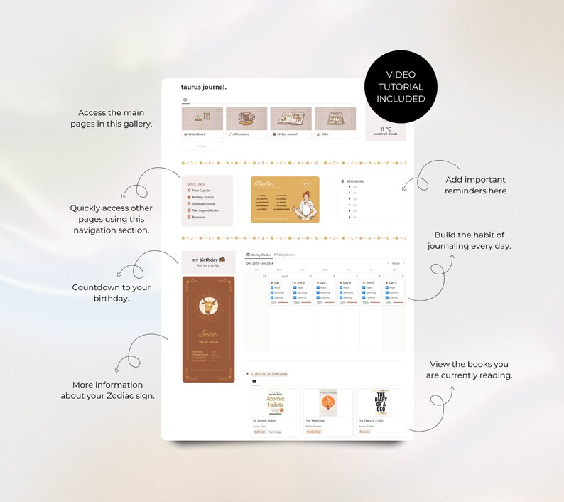 Notion Template Gratitude Journal, 2024 Notion Digital Planner for ...