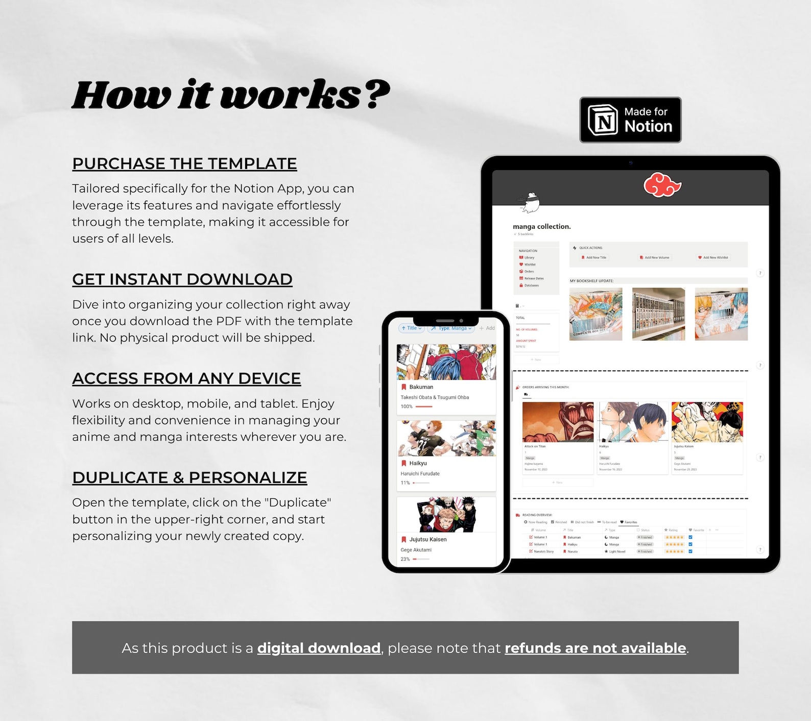 Manga Collection Tracker Notion Template, Notion Dashboard for Anime ...