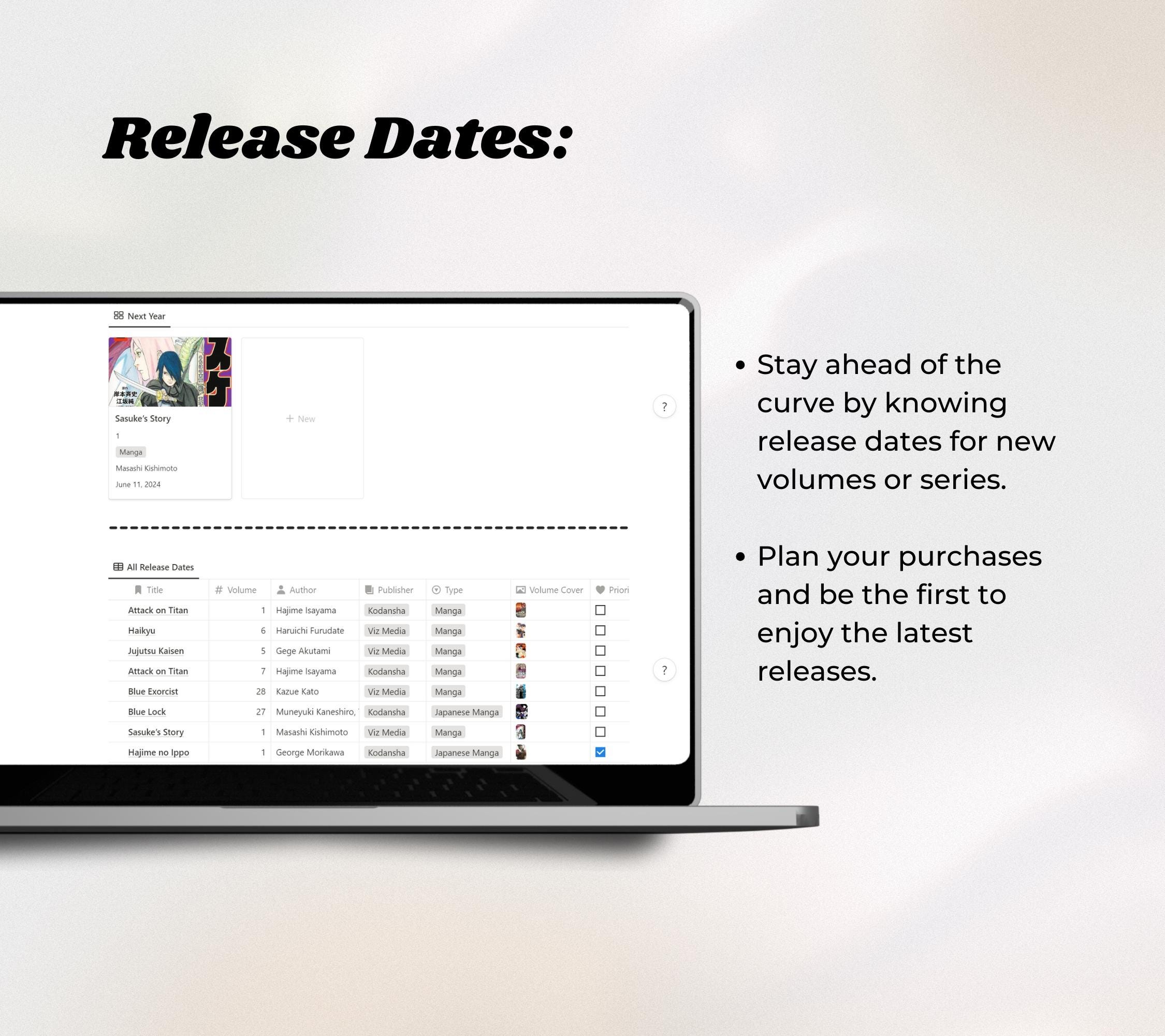 Manga Collection Tracker Notion Template, Notion Dashboard for Anime ...