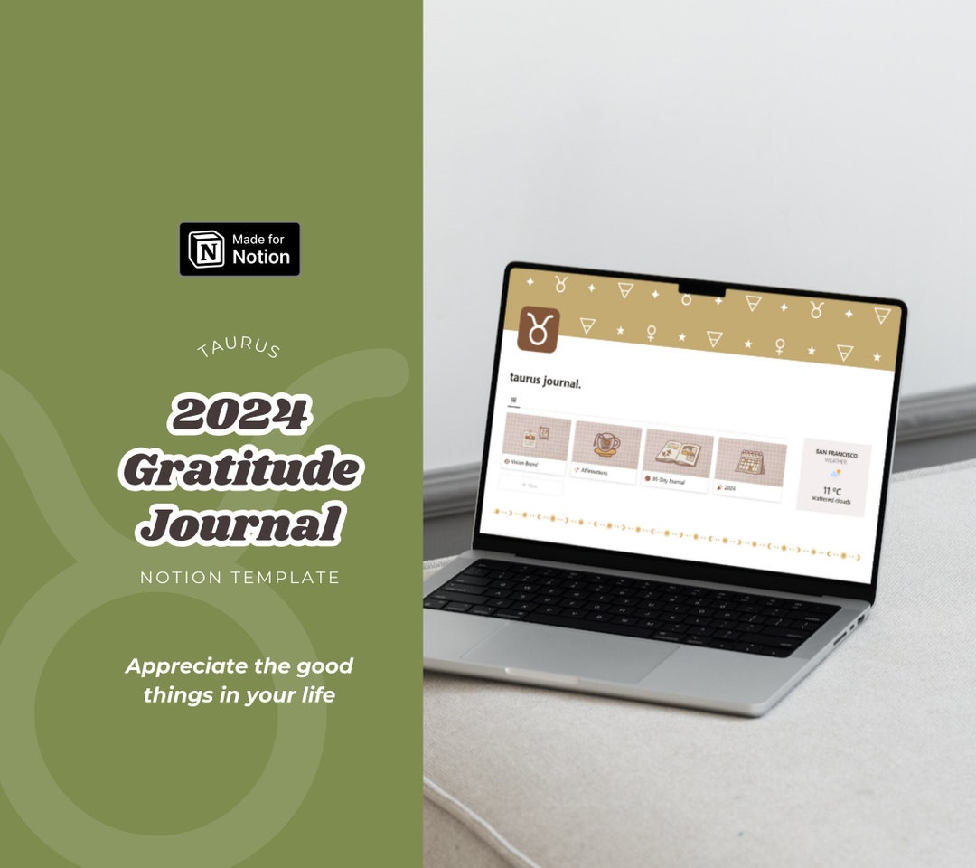 Notion Template Gratitude Journal, 2024 Notion Digital Planner for ...