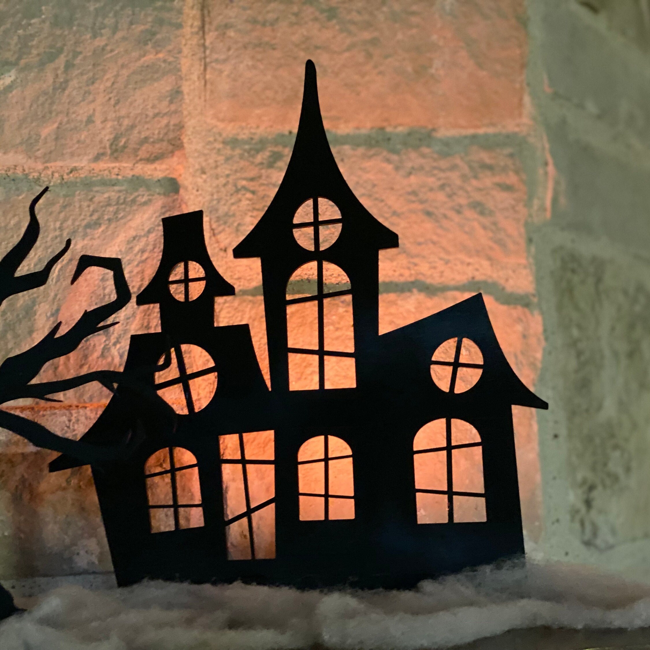 Black Wooden Haunted House Decor: Spooky Halloween Village Set - Etsy