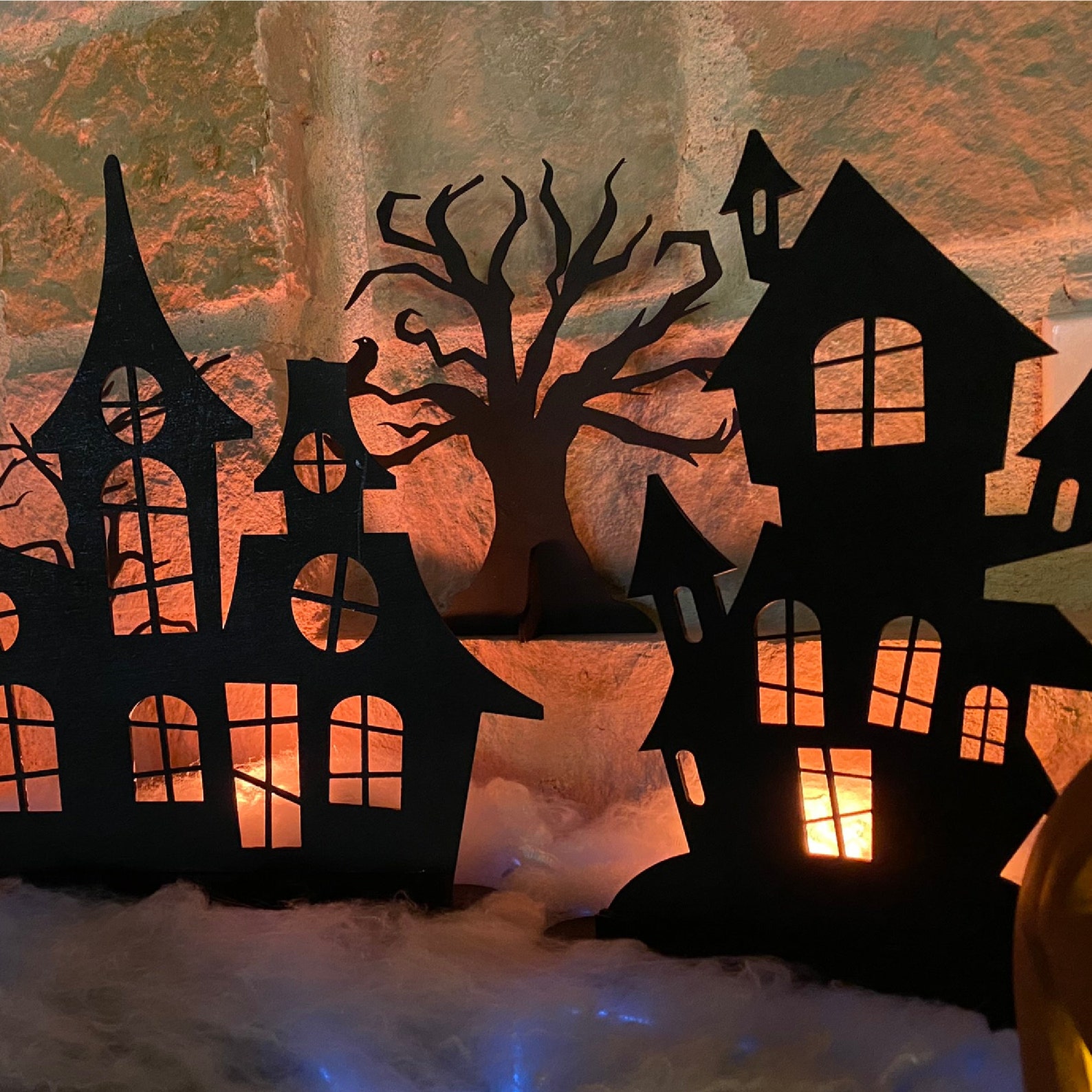Spooky Tree, Halloween Décor, Black Wooden Tree, Spooky House Village ...