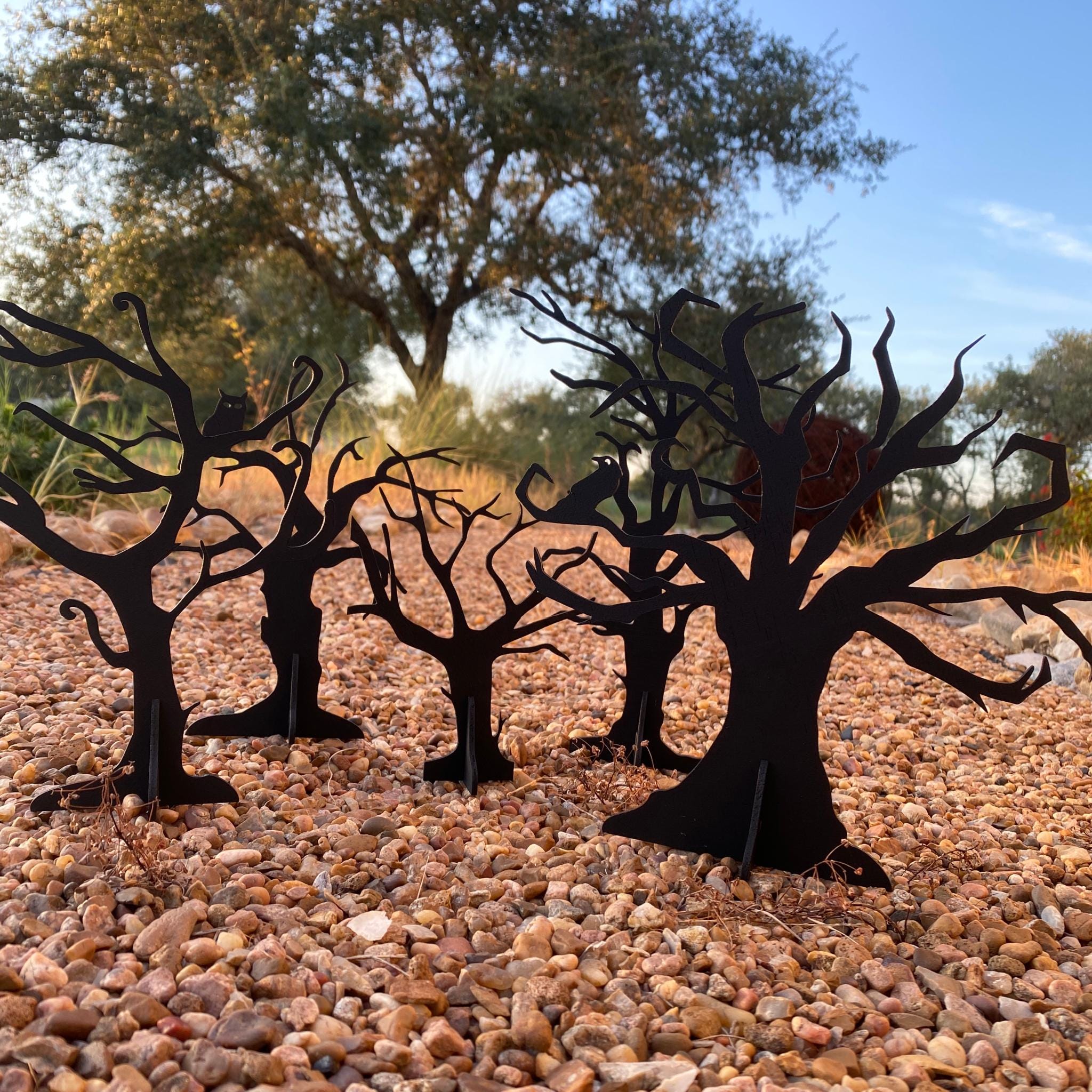 Spooky Tree, Halloween Décor, Black Wooden Tree, Spooky House Village ...