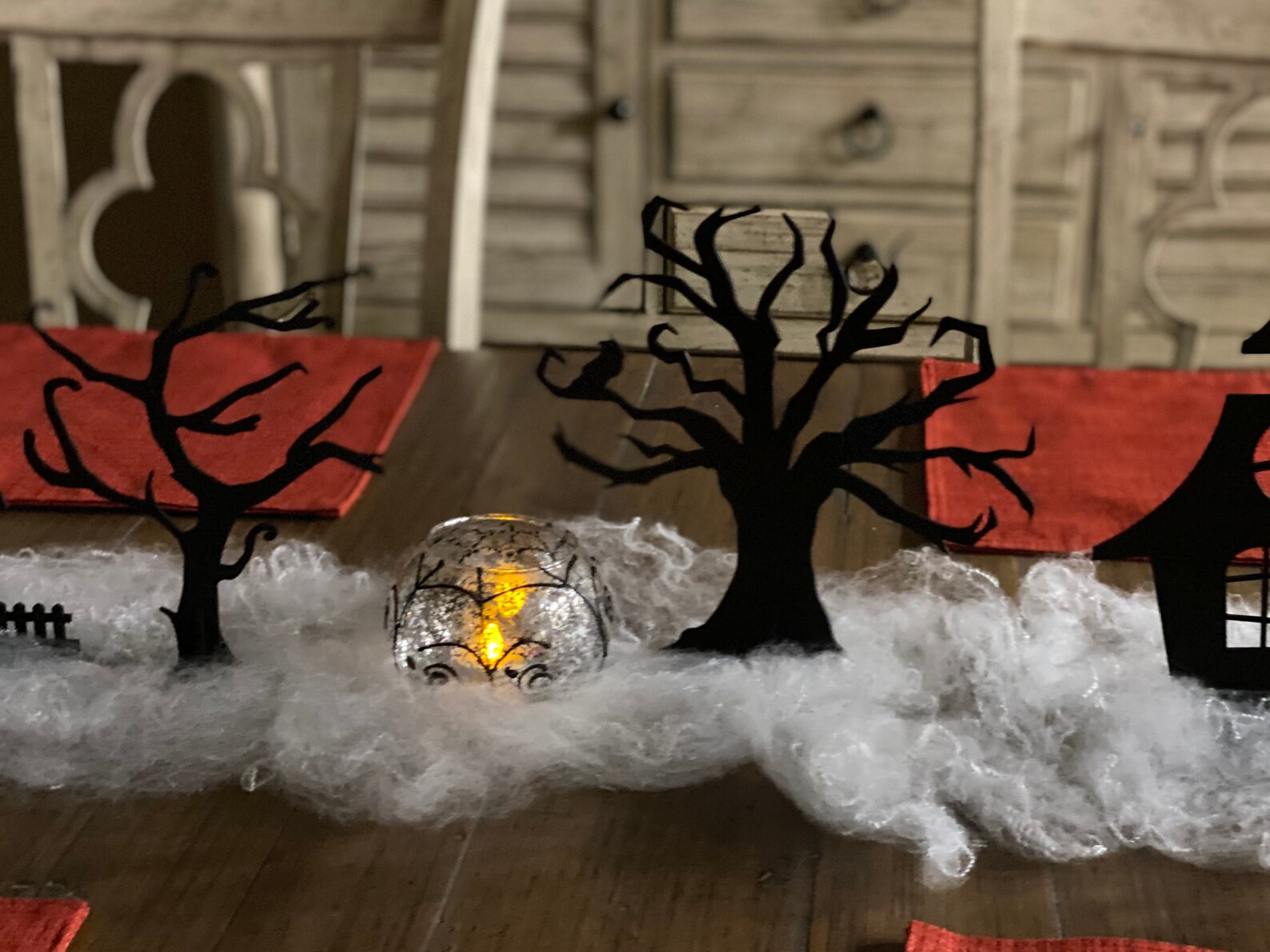 Spooky Tree, Halloween Décor, Black Wooden Tree, Spooky House Village ...