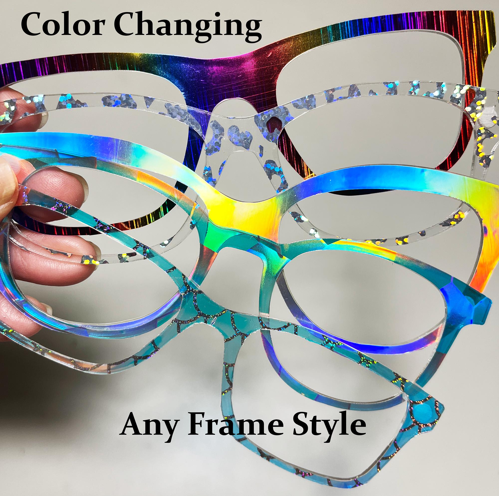 Holographic Color Changing Eyewear Toppers: Magnetic Acrylic Frames - Etsy