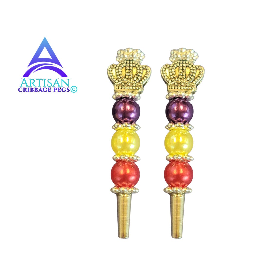 Artisan Crown Cribbage Pegs – Beaded Metal Game Pieces (set of 2) - Etsy