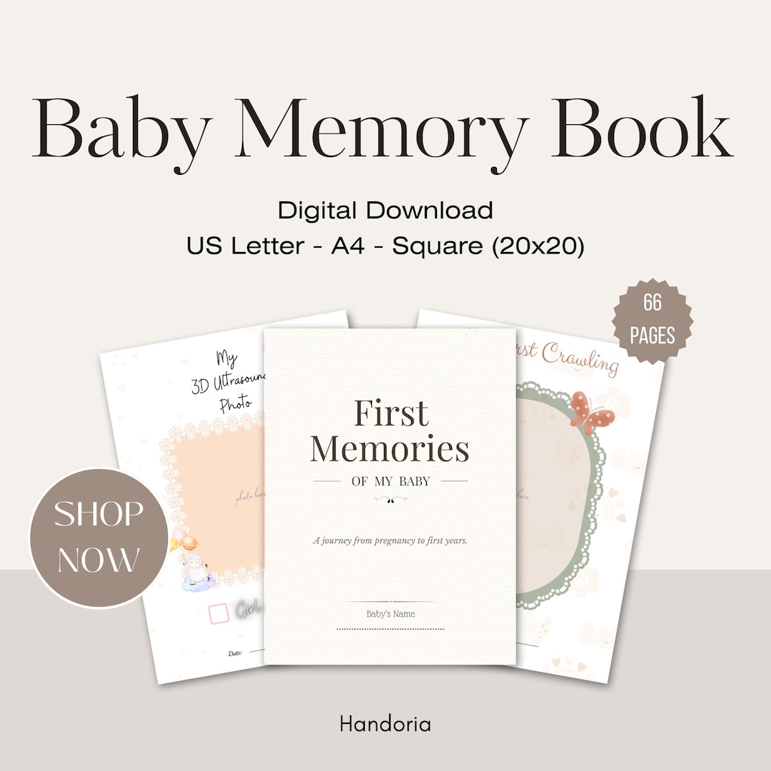 Printable Baby Memory Book, Colorful First Year Keepsake, Printable PDF ...