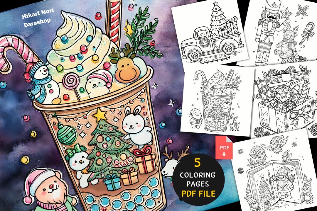 Christmas Cozy Coloring Pages | Holiday Digital Download | Printable ...