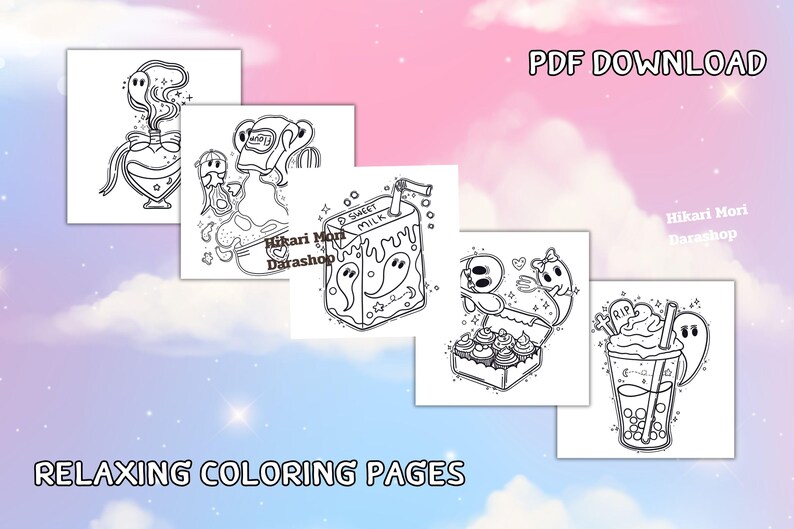 Cute Ghost Coloring Pages | Kawaii Food & Drinks | Cupcakes, Milk ...