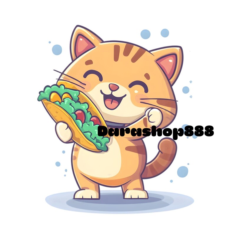 Kawaii Cat Eating Sushi PNG Clipart for Cute Food Lovers, Digital ...