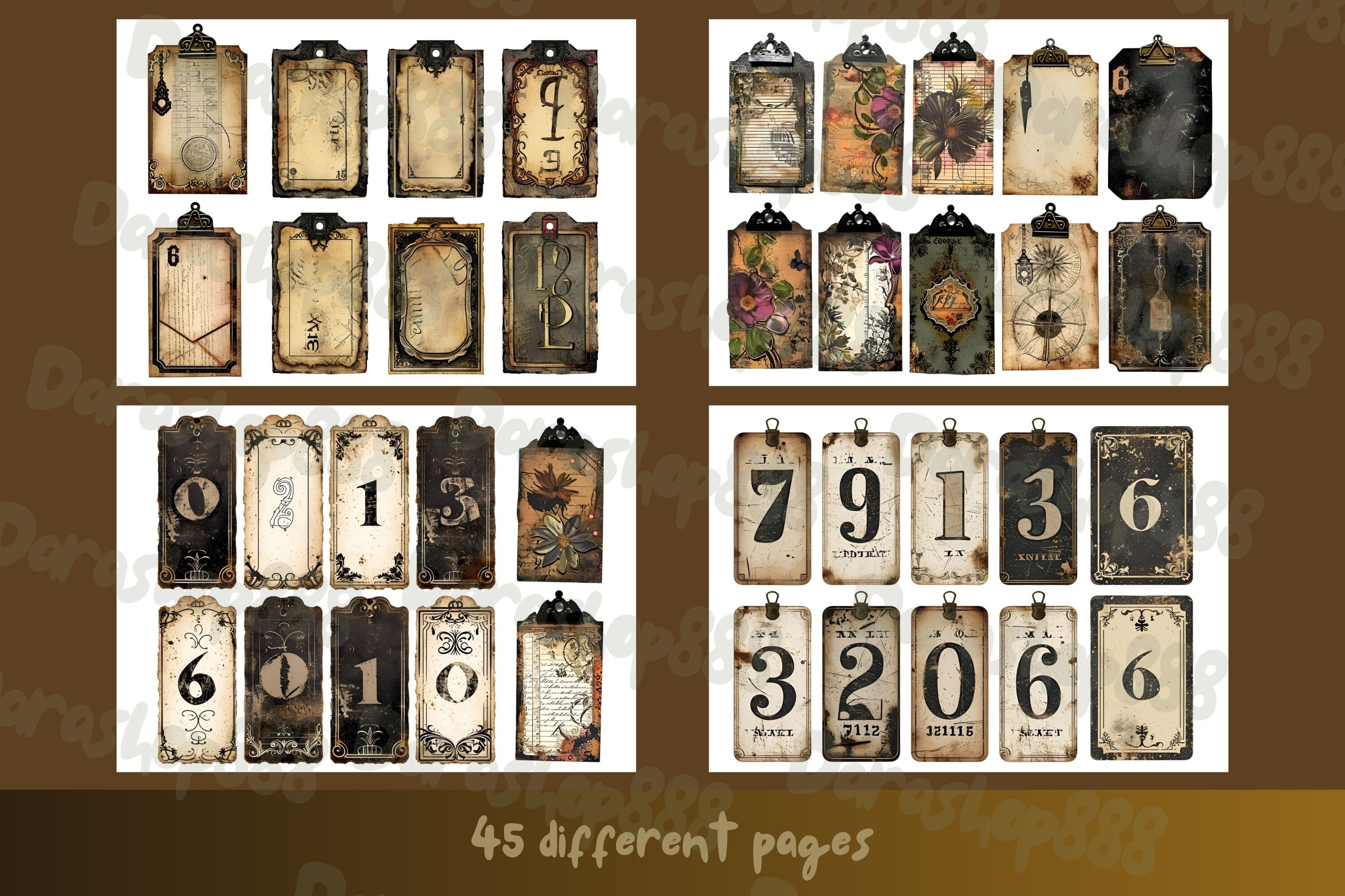 Vintage Labels Digital, Numbers, Ephemera, Junk Journal , Paper ...