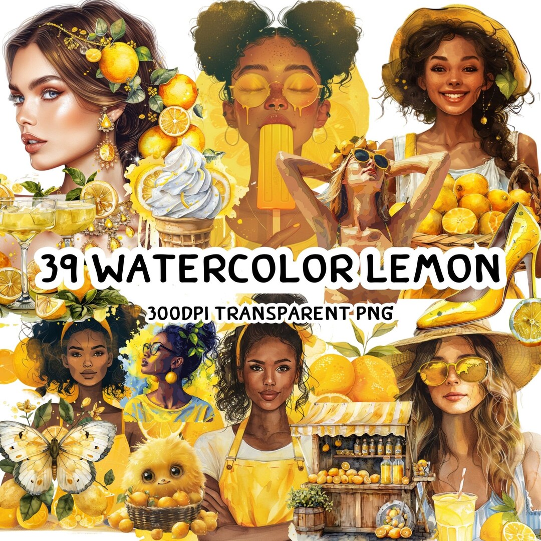 Lemon Addiction Clipart Bundle, Lemonade Clip Art, Citrus Graphics ...