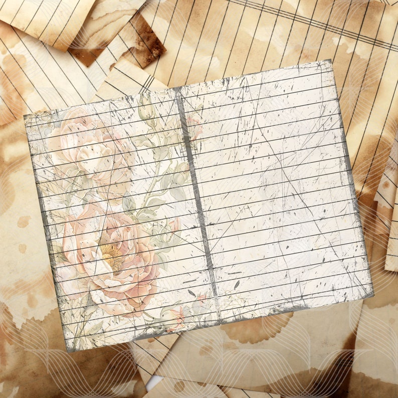 Lined, Journal Pages, Junk Journal, Kit, Neutral, Book, Vintage ...