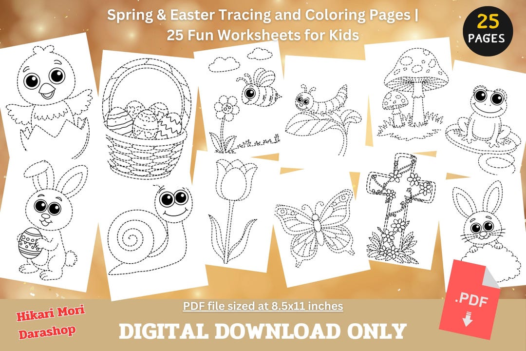 Spring & Easter Tracing and Coloring Pages | 25 Fun Printable ...